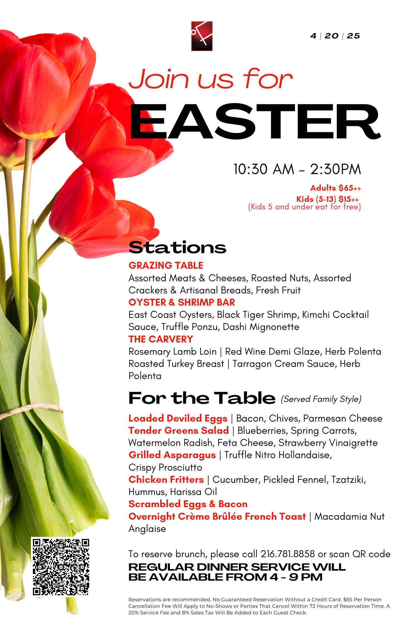 Fahrenheit Cleveland Menus