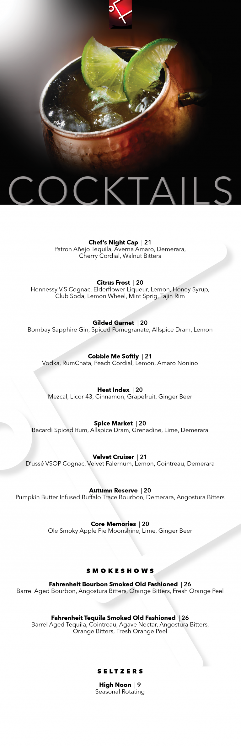 Fahrenheit Cleveland Menus
