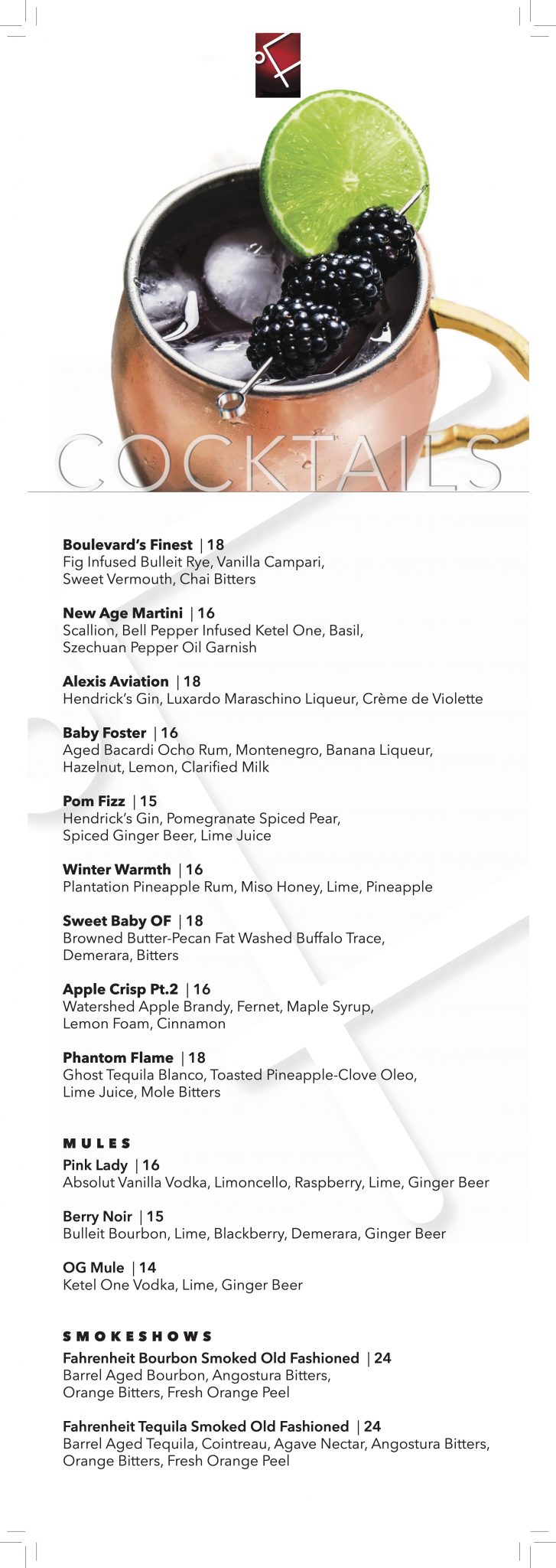 Fahrenheit Cleveland Menus