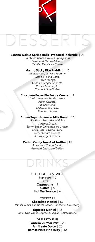 Fahrenheit Cleveland Menus