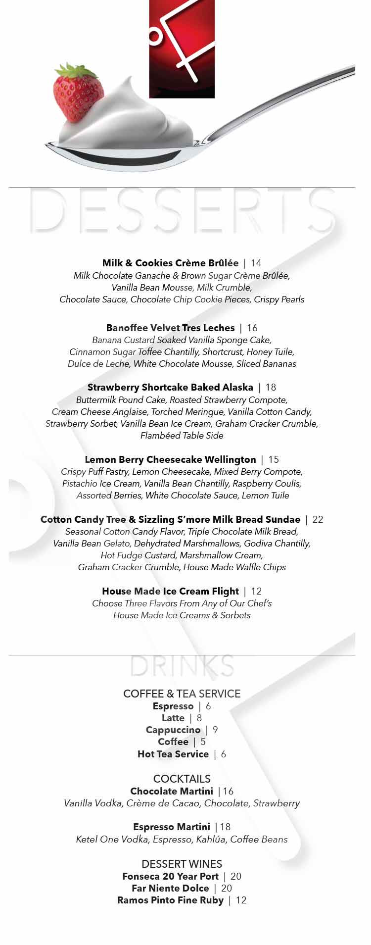 Fahrenheit Cleveland Menus