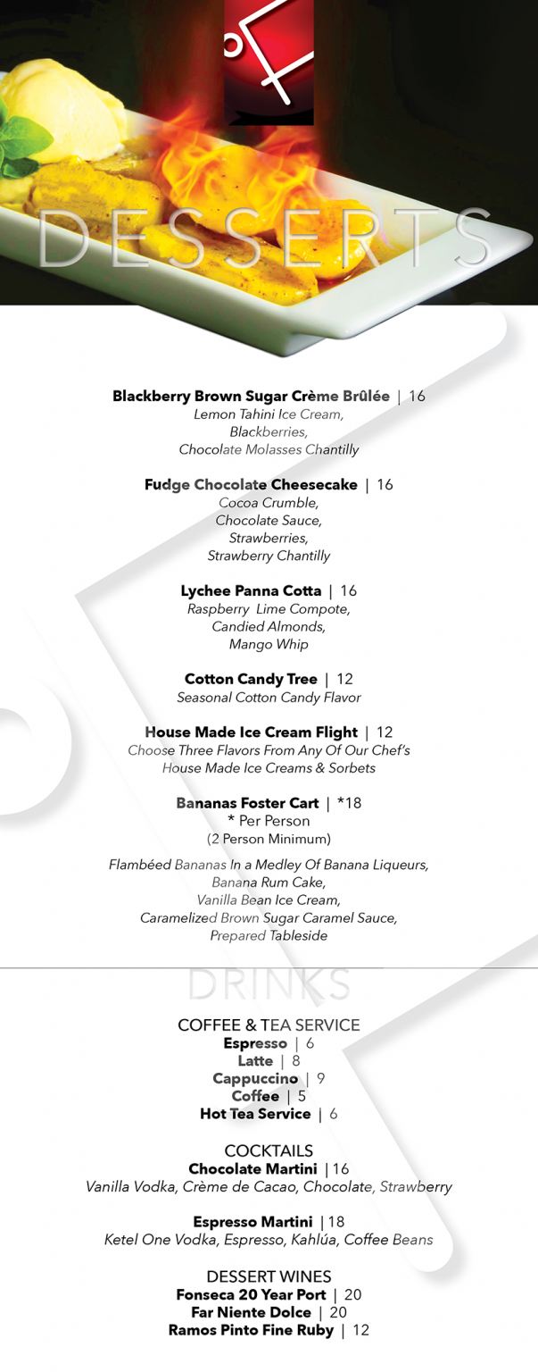 Fahrenheit Cleveland Menus