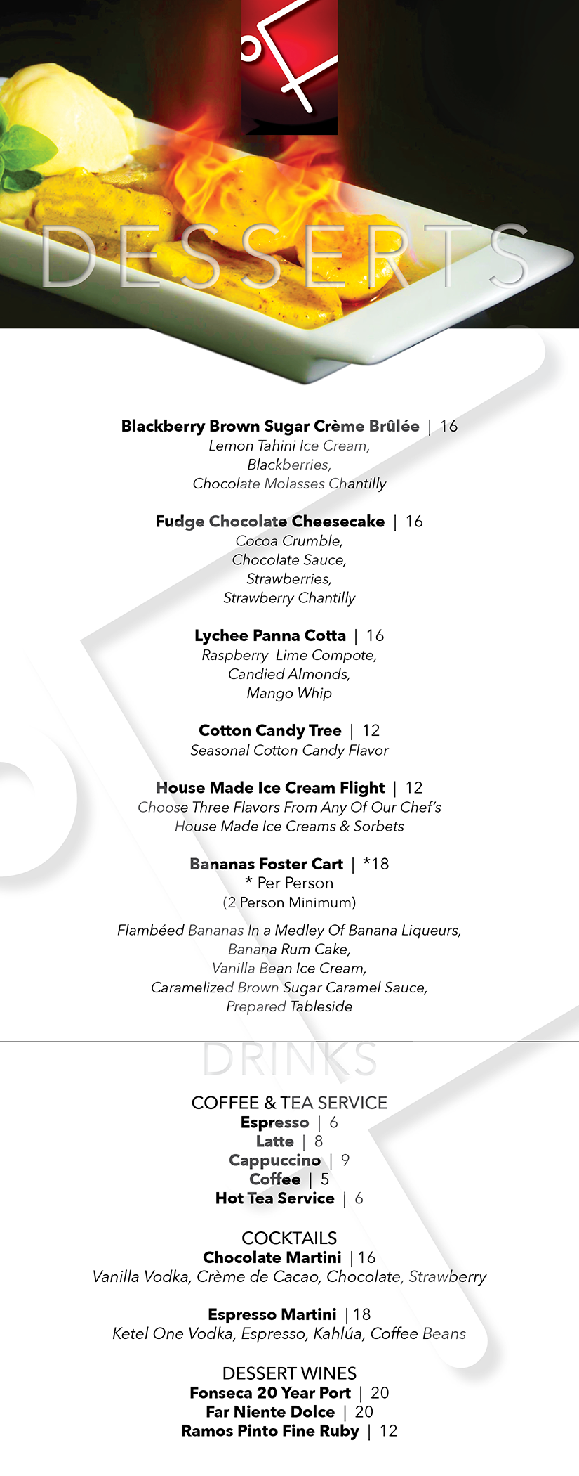 Fahrenheit Cleveland Menus