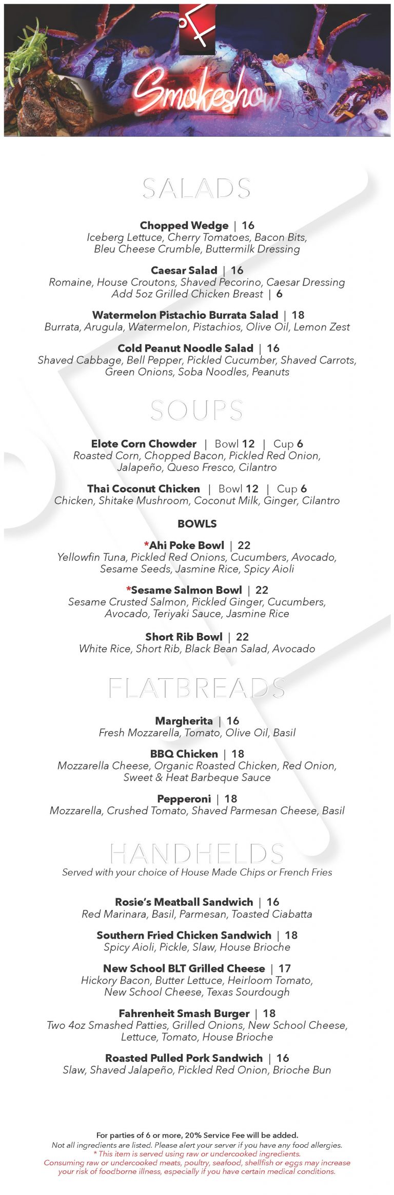 Fahrenheit Cleveland Menus