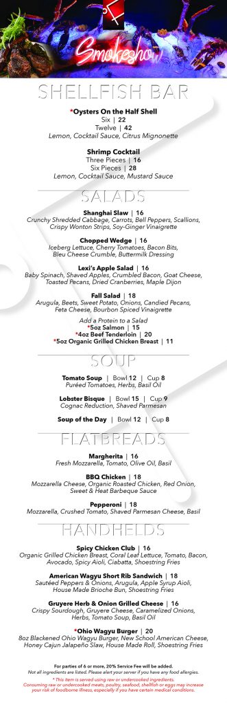 Fahrenheit Cleveland Menus