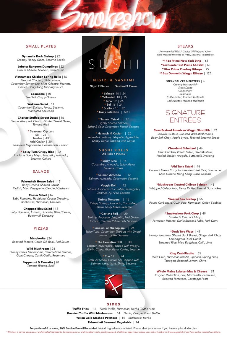 Fahrenheit Cleveland Menus