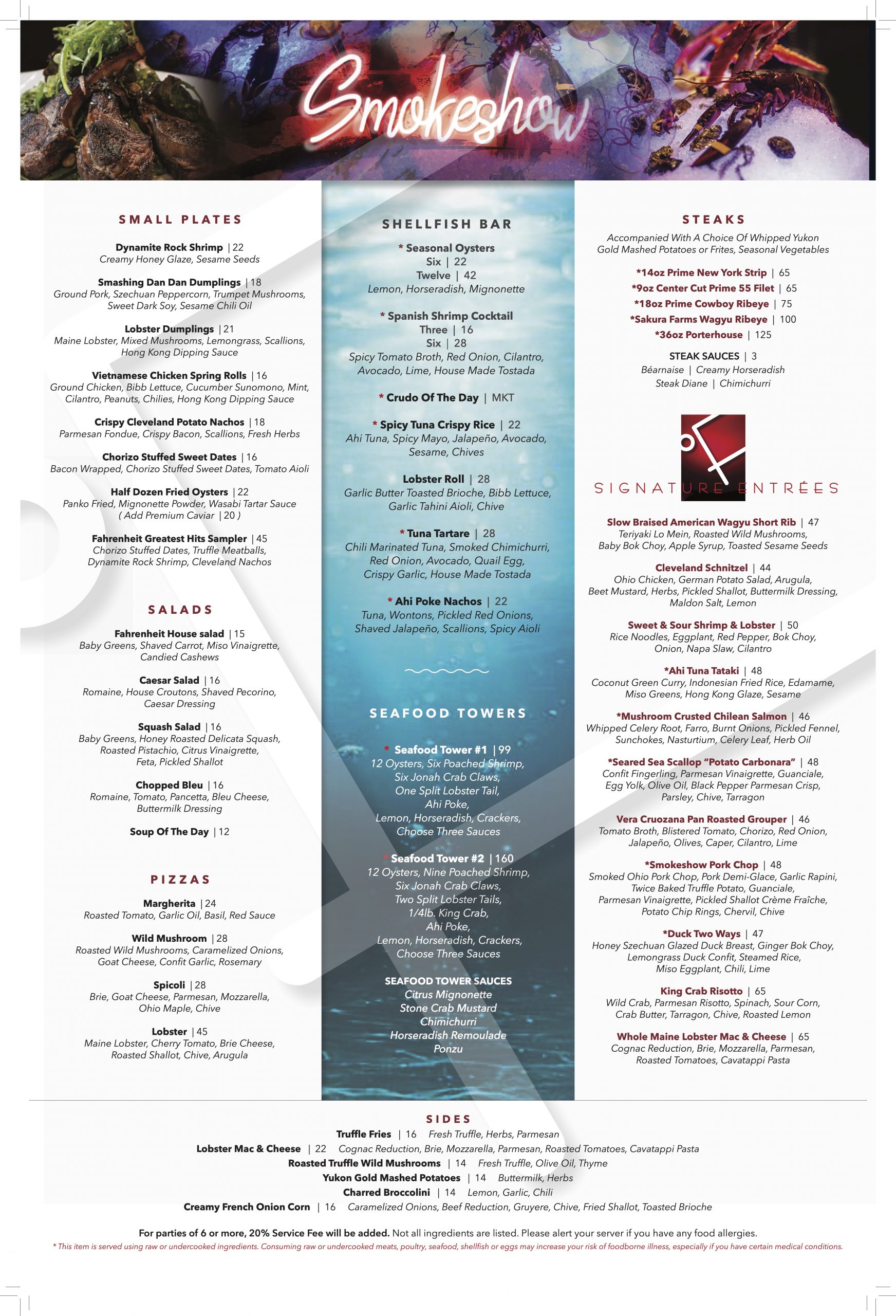 Fahrenheit Cleveland Menus