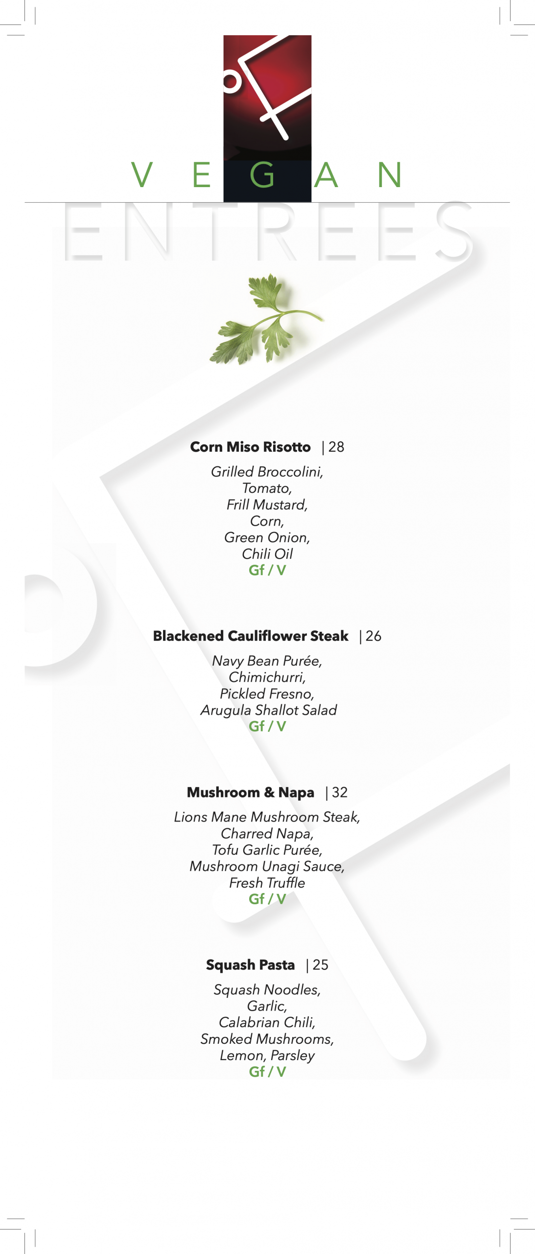 Fahrenheit Cleveland Menus