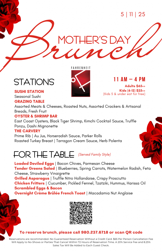 Fahrenheit Charlotte Menus