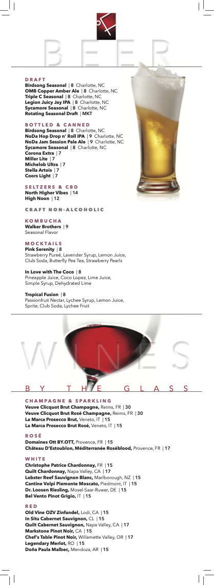 Fahrenheit Charlotte Menus