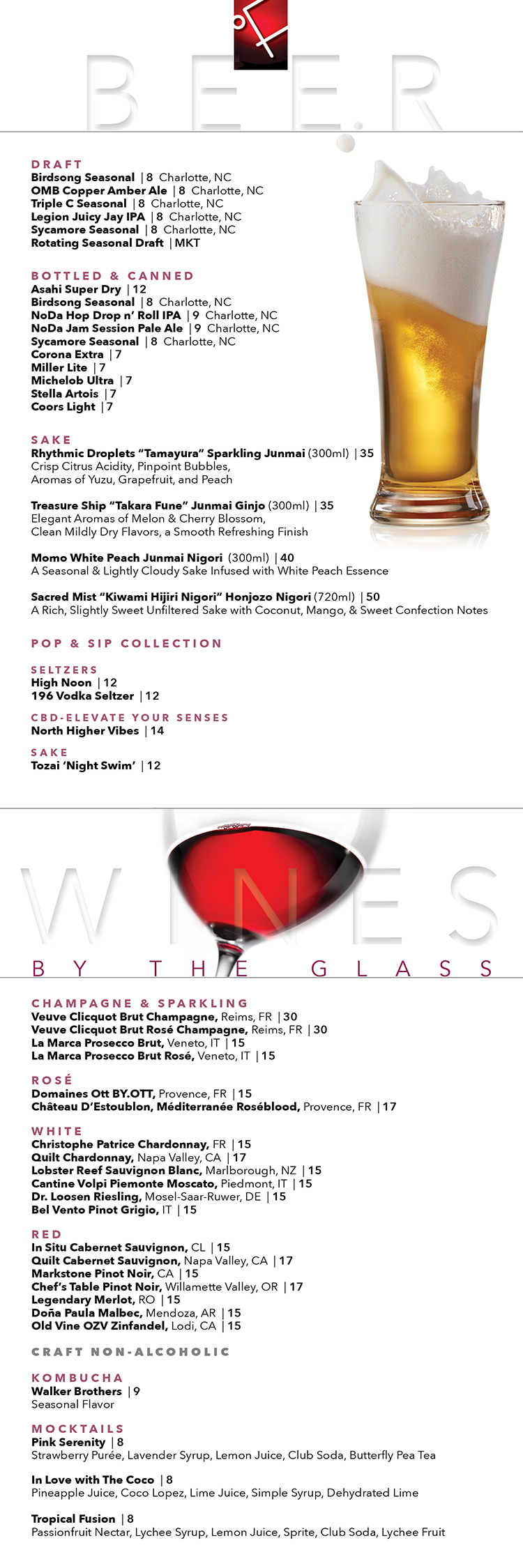 Fahrenheit Charlotte Menus